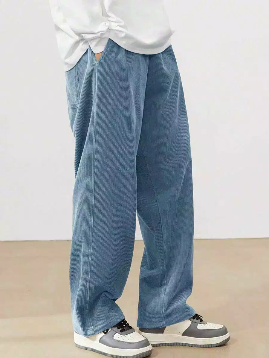 Blue Color Mens Corduroy Cotton Pants Casual and Regular Fit Full size ...