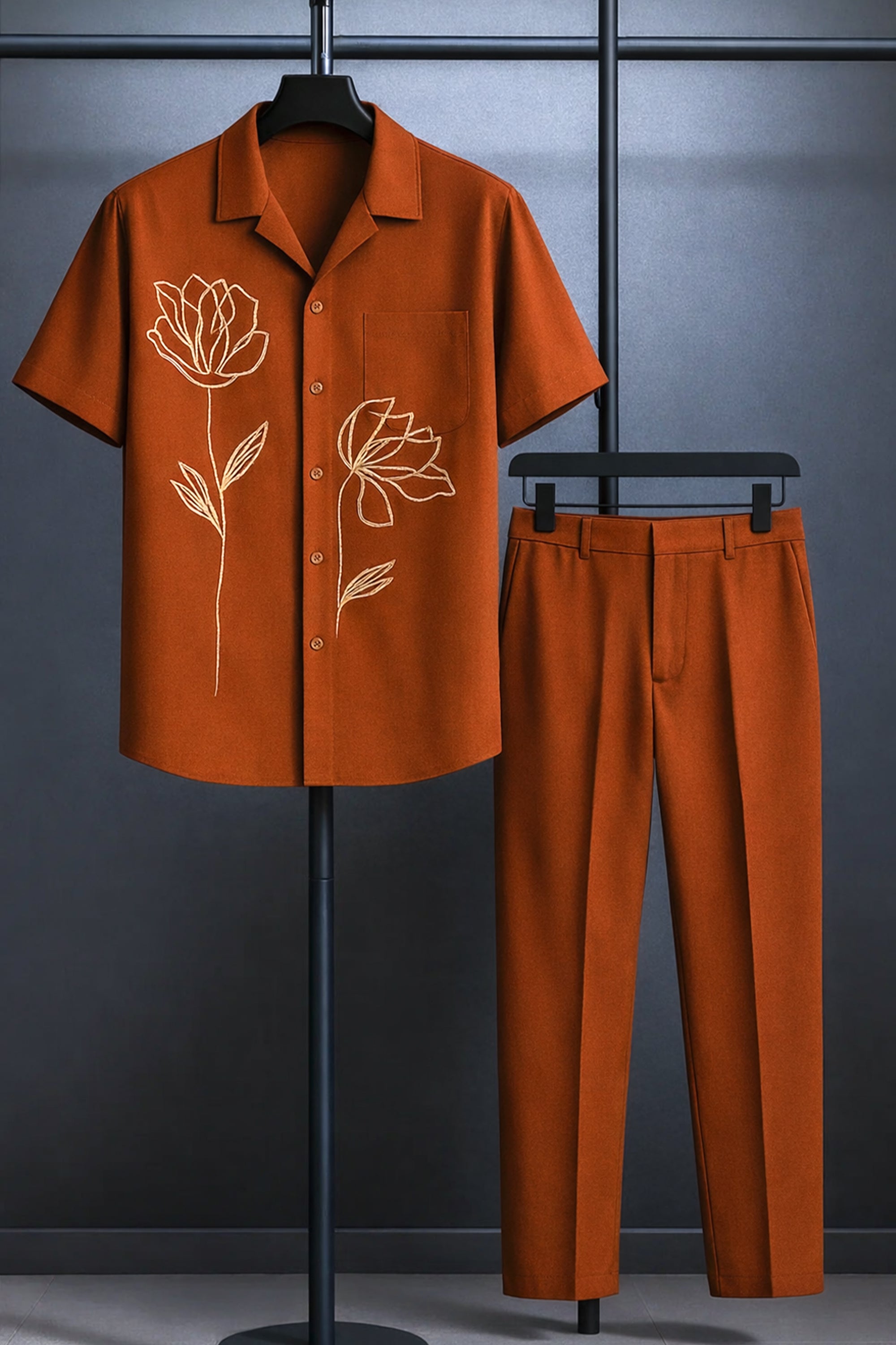 Classy Ember Flora Men's Casual Half Sleeve Shirt and Full Pant Set ...